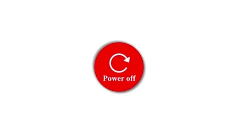 Red color power off button on a white co... | Stock Video | Pond5