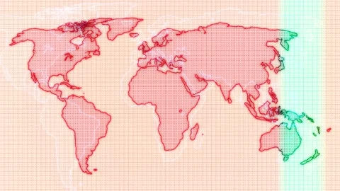 Red color scanning earth map animation | Stock Video | Pond5