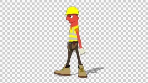 Red Construction Worker 'Walk Screen Lef... | Stock Video | Pond5