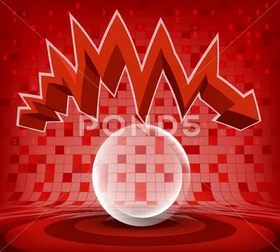 Red descending zig zag arrow graph vector illustration: Graphic #44395109