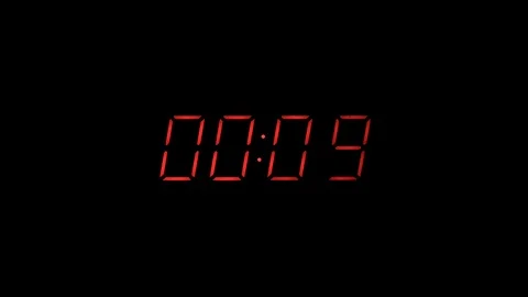 Red digital clock countdown to zero | Stock Video | Pond5