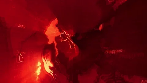 Red Digital Stylised World Map Country Z... | Stock Video | Pond5