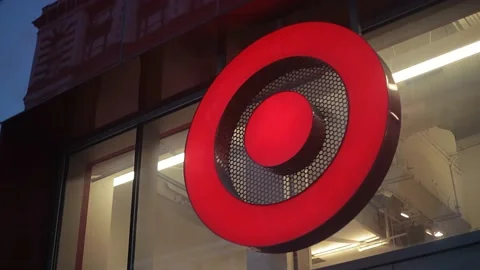 Red Dot Target Store Sign Logo on 34 Str... | Stock Video | Pond5