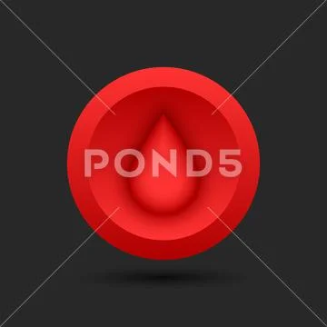 Red drop of blood for donor organization on a circle shape background ...