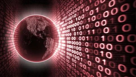 Red Earth Planet with Binary Code Backgr... | Stock Video | Pond5