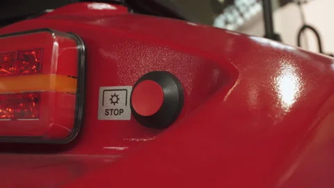 Red emergency stop button of truck is ne... | Stock Video | Pond5