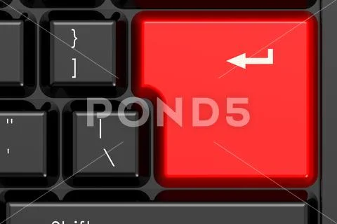 Red enter key on black keyboard: Graphic #76555889