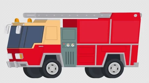 Red fire truck. Animation of fire transp... | Stock Video | Pond5
