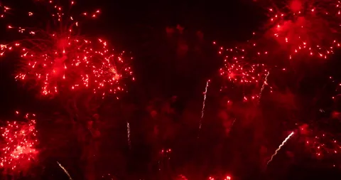 Red Firework celebrate anniversary in ni... | Stock Video | Pond5