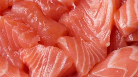 red fish slices, rotation in circle. sal... | Stock Video | Pond5