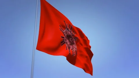 Red flag danger corona virus detail imag... | Stock Video | Pond5