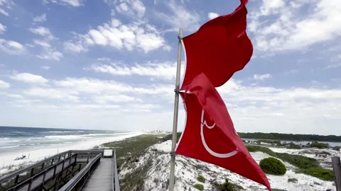 Red Flags Water Closed to Public at Deer... | Stock Video | Pond5