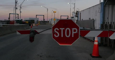 Red Flashing Warning Light with Stop Sig... | Stock Video | Pond5