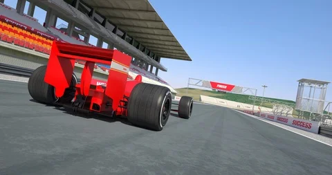 Red Formula Car Crossing Finish Line And... | Stock Video | Pond5