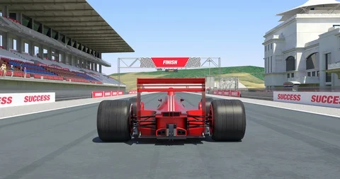 Red Formula One Car Crossing Finish Line... | Stock Video | Pond5