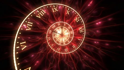 Red Glowing Magical Time Spiral Clock Fa... | Stock Video | Pond5