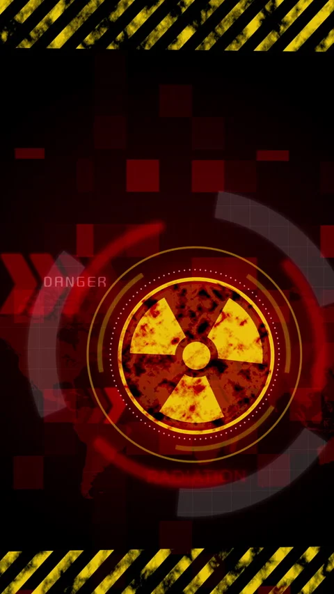 Red grunge background with nuclear dange... | Stock Video | Pond5