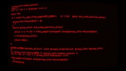 Red Hacker Text Code on Screen Graphic E... | Stock Video | Pond5