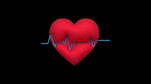 Red heart icon and animated pulse on bla... | Stock Video | Pond5