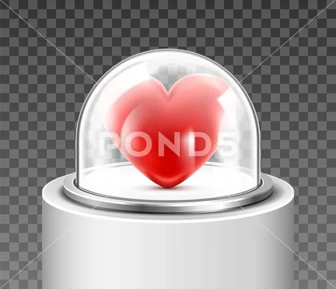 Red heart protected under a glass dome on transparent background ~ Clip ...