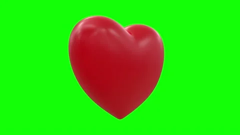 Red Heart spinning On The Green screen B... | Stock Video | Pond5