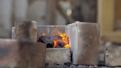 red-hot bearing in the fire. bearing hea... | Stock Video | Pond5