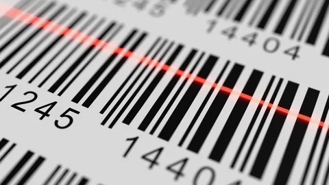 Red laser scanning label with barcode on... | Stock Video | Pond5