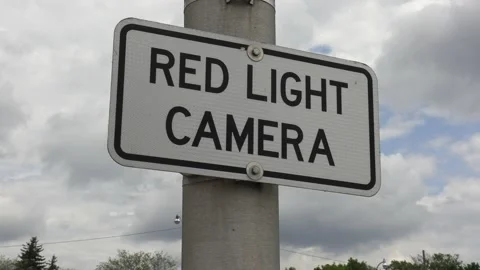 Red light camera warning sign on Toronto... | Stock Video | Pond5