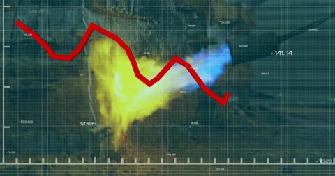 Red line graph animation over heatmap da... | Stock Video | Pond5
