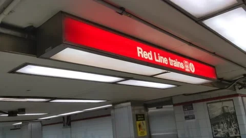 Red Line Train CTA Signage | Stock Video | Pond5