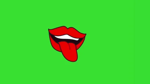 Red Lips with Tongue Animation. Green Sc... | Stock Video | Pond5