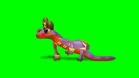 red lizard with backpack runs on green s... | Stock Video | Pond5