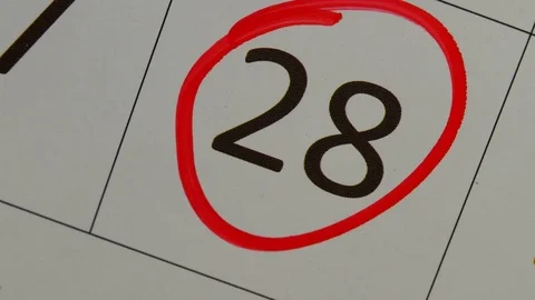 The Red Marker Circled Date On The Calen... | Stock Video | Pond5