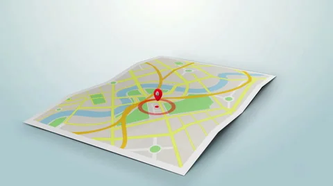 Red marker pointing at a map of a town | Stock Video | Pond5