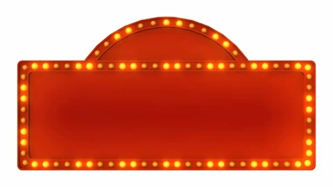 Red Marquee light board sign retro on wh... | Stock Video | Pond5