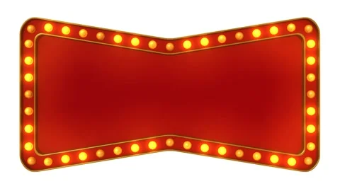 Red marquee light board sign retro on wh... | Stock Video | Pond5