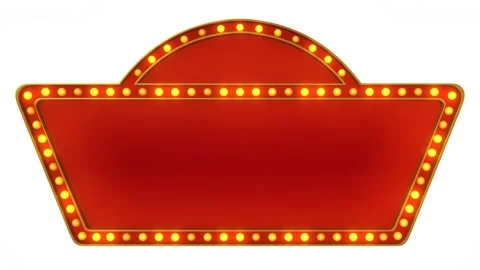 Red marquee light board sign retro on wh... | Stock Video | Pond5