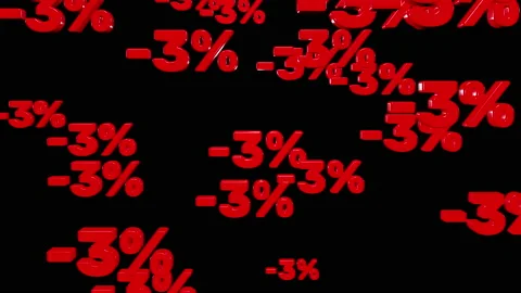 Red minus three percent symbols fall dow... | Stock Video | Pond5