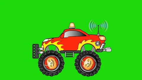 Red monster truck with siren and big bla... | Stock Video | Pond5