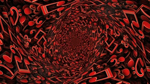 Red Musical Notes on the Tunnel Walls An... | Stock Video | Pond5