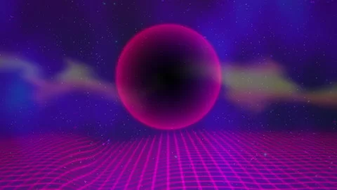 Red neon grid with big disco ball and sk... | Stock Video | Pond5