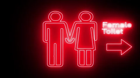 Red neon outline female toilet or restro... | Stock Video | Pond5