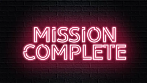 red neon video animation mission complet... | Stock Video | Pond5