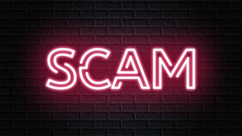 red neon video animation scam | Stock Video | Pond5