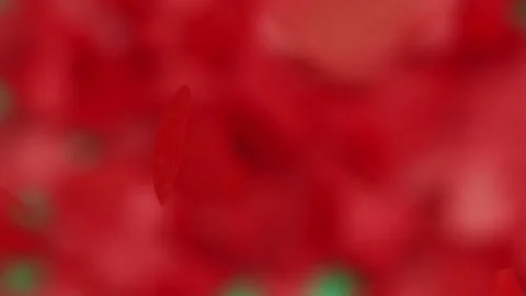 Red paper confetti hearts flying on chro... | Stock Video | Pond5