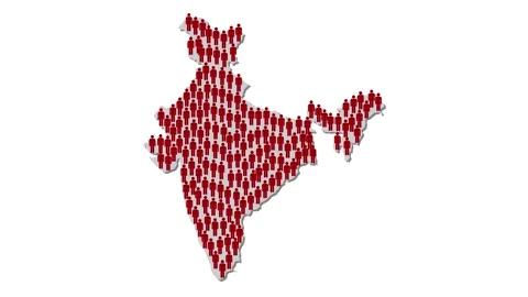 Red people symbols in shape of map of In... | Stock Video | Pond5