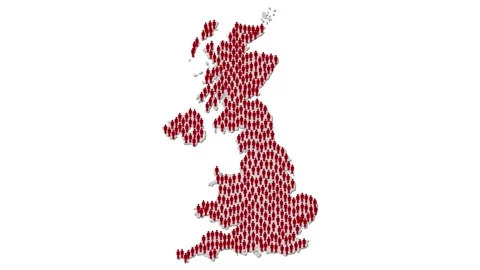 Red people symbols in shape of map of Un... | Stock Video | Pond5