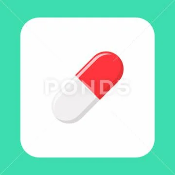 Red Pill Capsule, Medicine, vector mark symbols green style. Isolated ...
