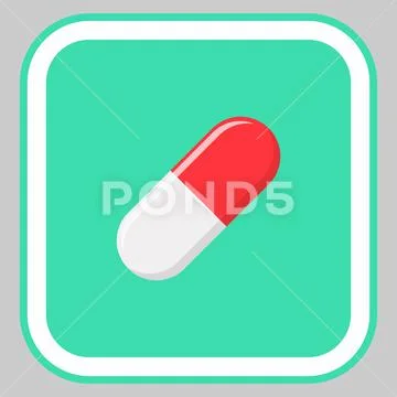 Red Pill Capsule, Medicine, vector mark symbols green style. Isolated ...