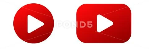 Red play button symbol. Red play button design.: Graphic #276641437